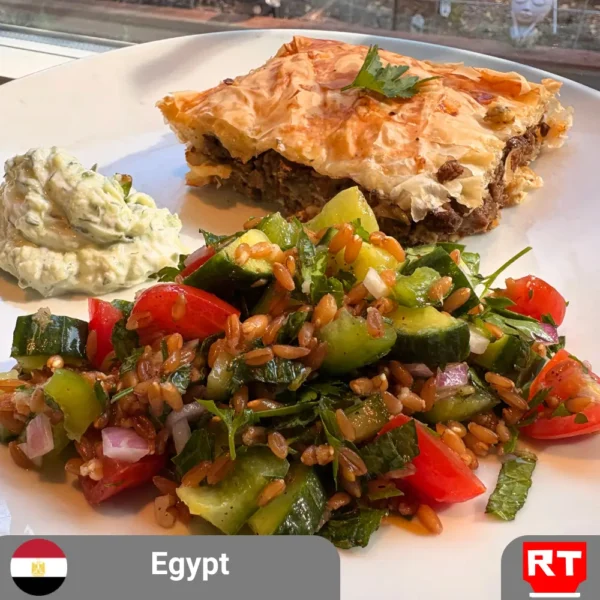 Egyptian Goulash, Ancient Grain Salata Baladi and Garlicky Yogurt with ...